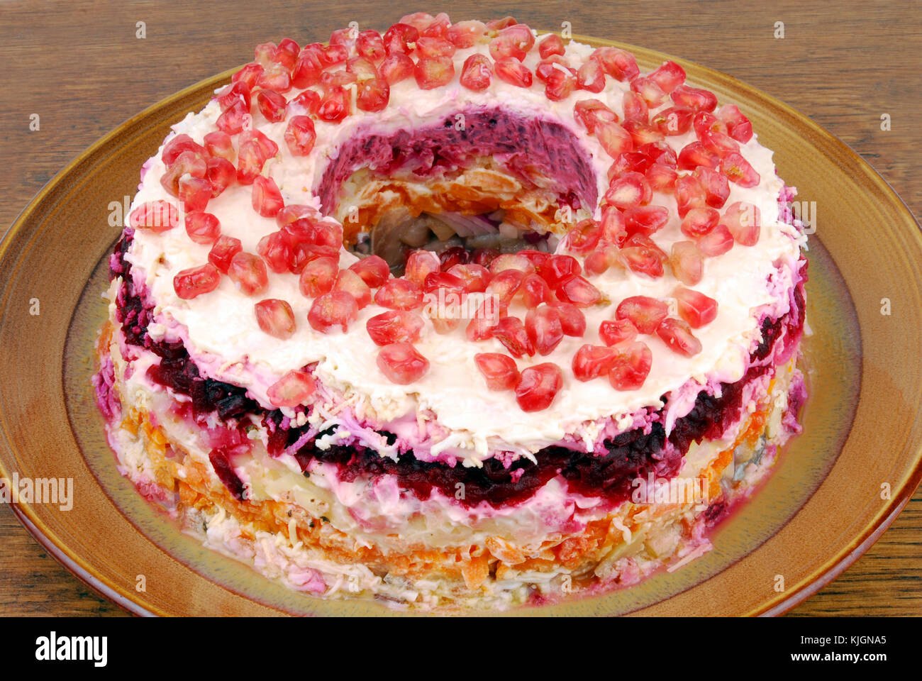 traditional salad herring dressed layered with vegetables- Selyodka pod ...