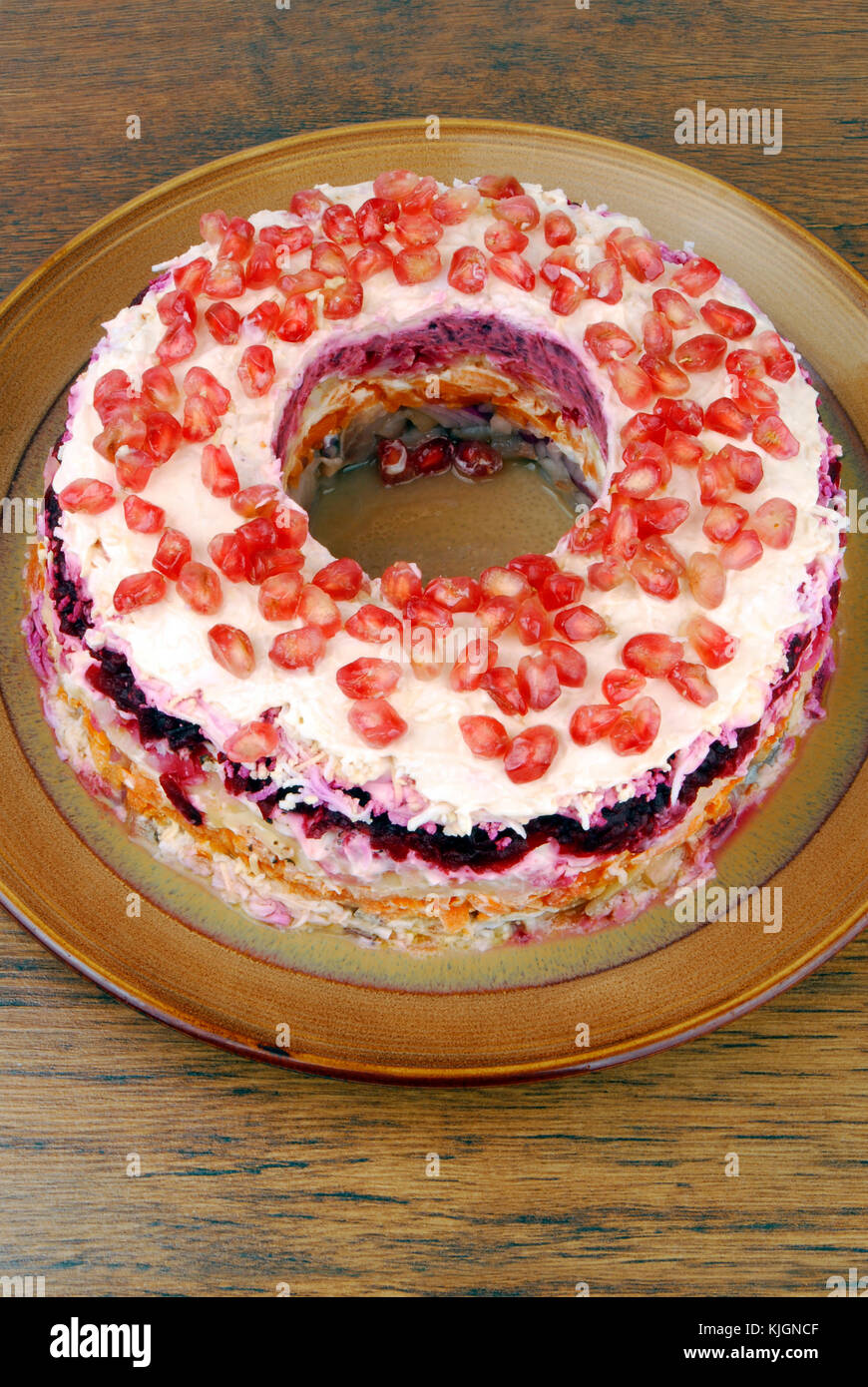 traditional salad herring dressed layered with vegetables- Selyodka pod ...