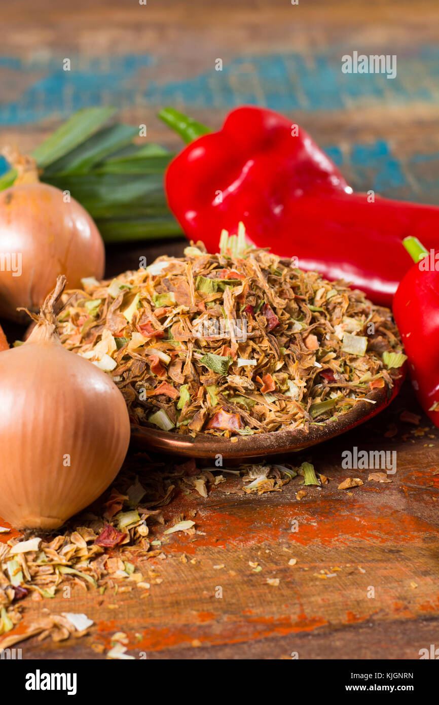 Dry vegetable mix for preparation of traditional Indonesian rice dish ...