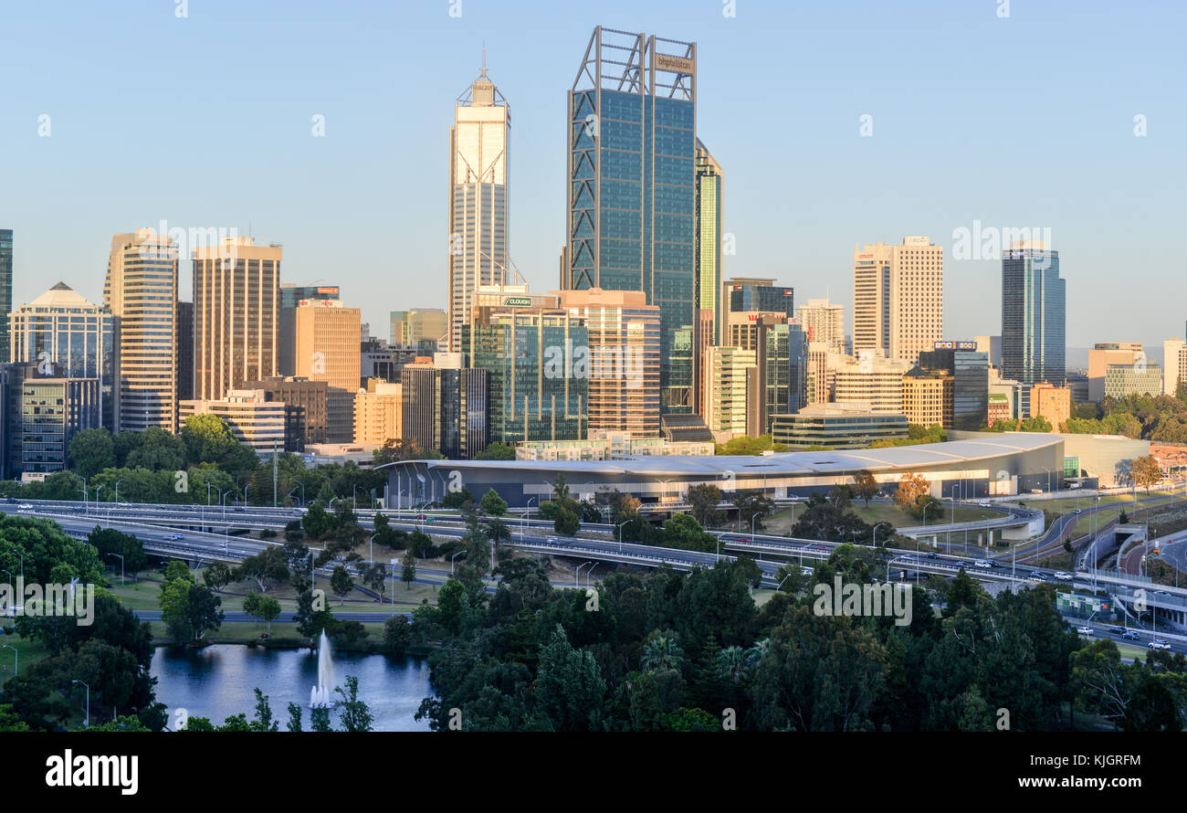 Skyline of Perth, Australia during the day from Kings Park Stock Photo ...