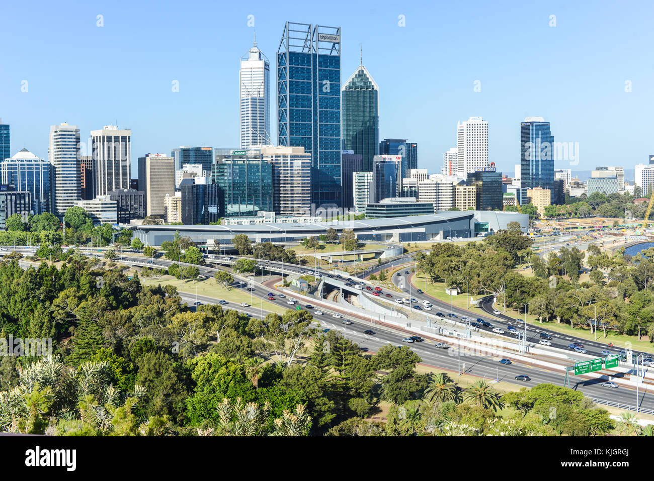 Skyline of Perth, Australia during the day from Kings Park Stock Photo ...