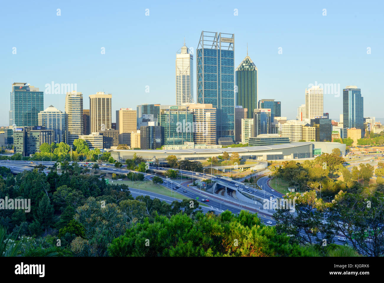Skyline of Perth, Australia during the day from Kings Park Stock Photo ...