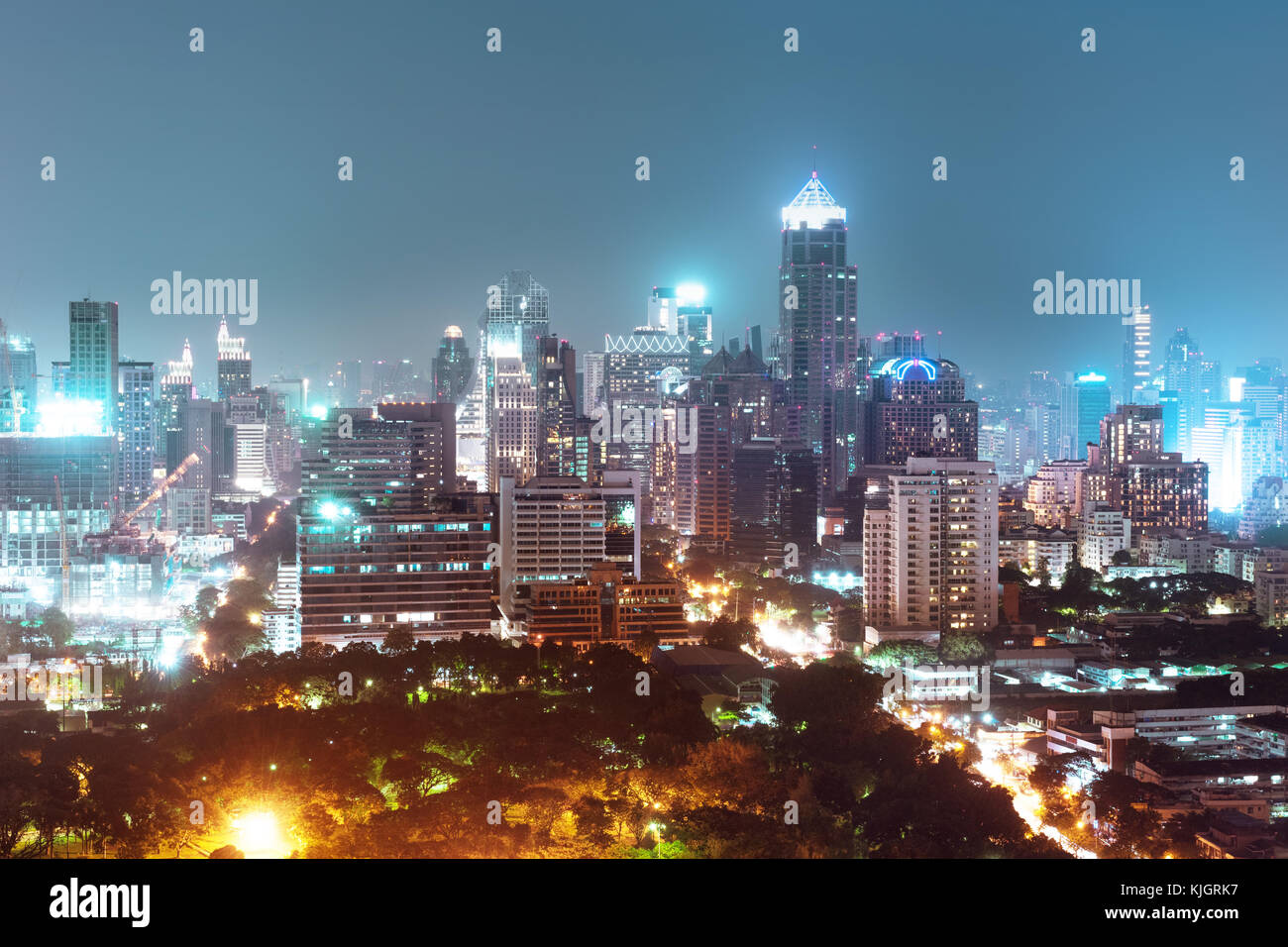 Modern view of Bangkok city at nighttime Stock Photo - Alamy