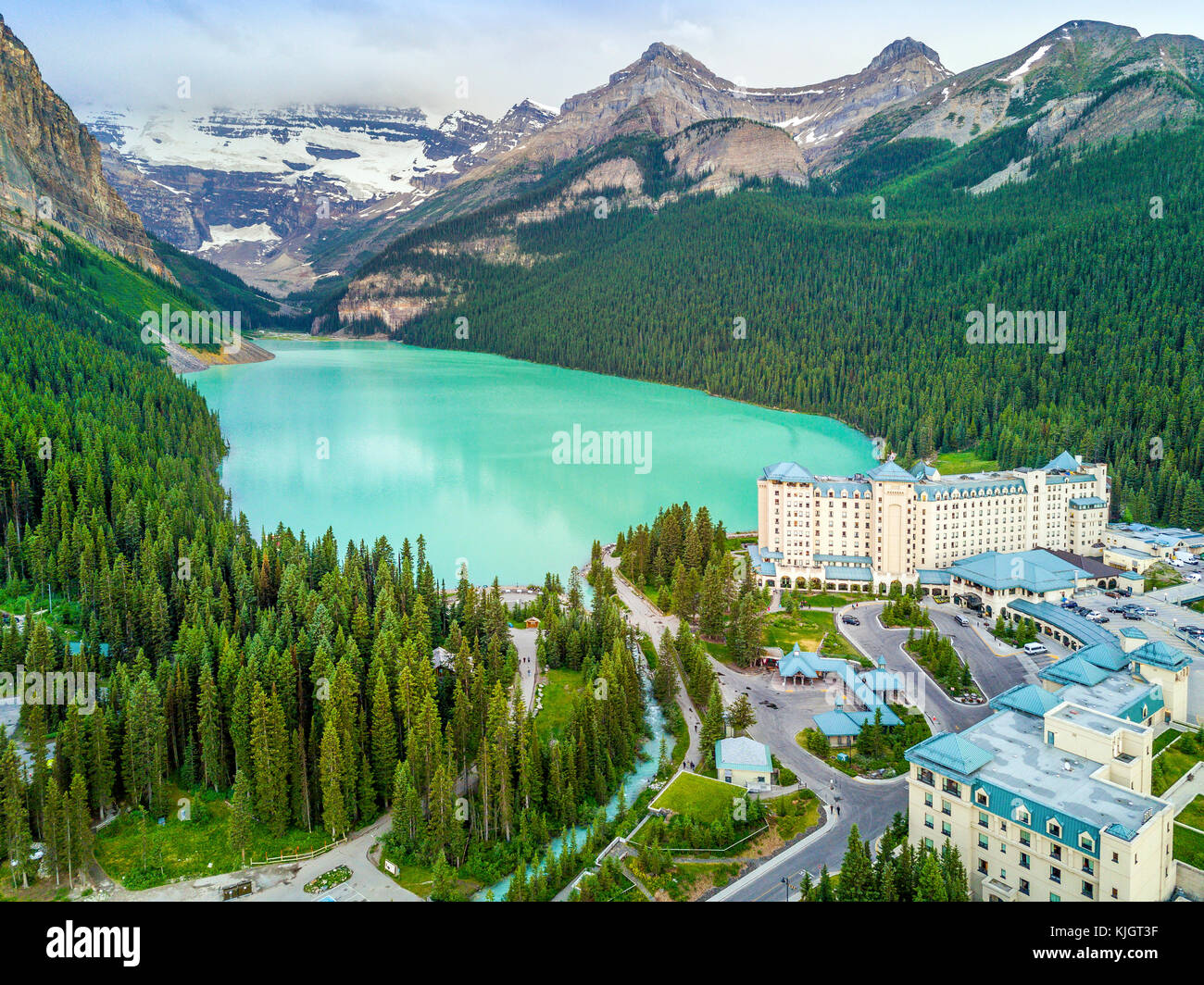 Turquoise Louise Lake in Rockies Mountains, Banff National Park ...
