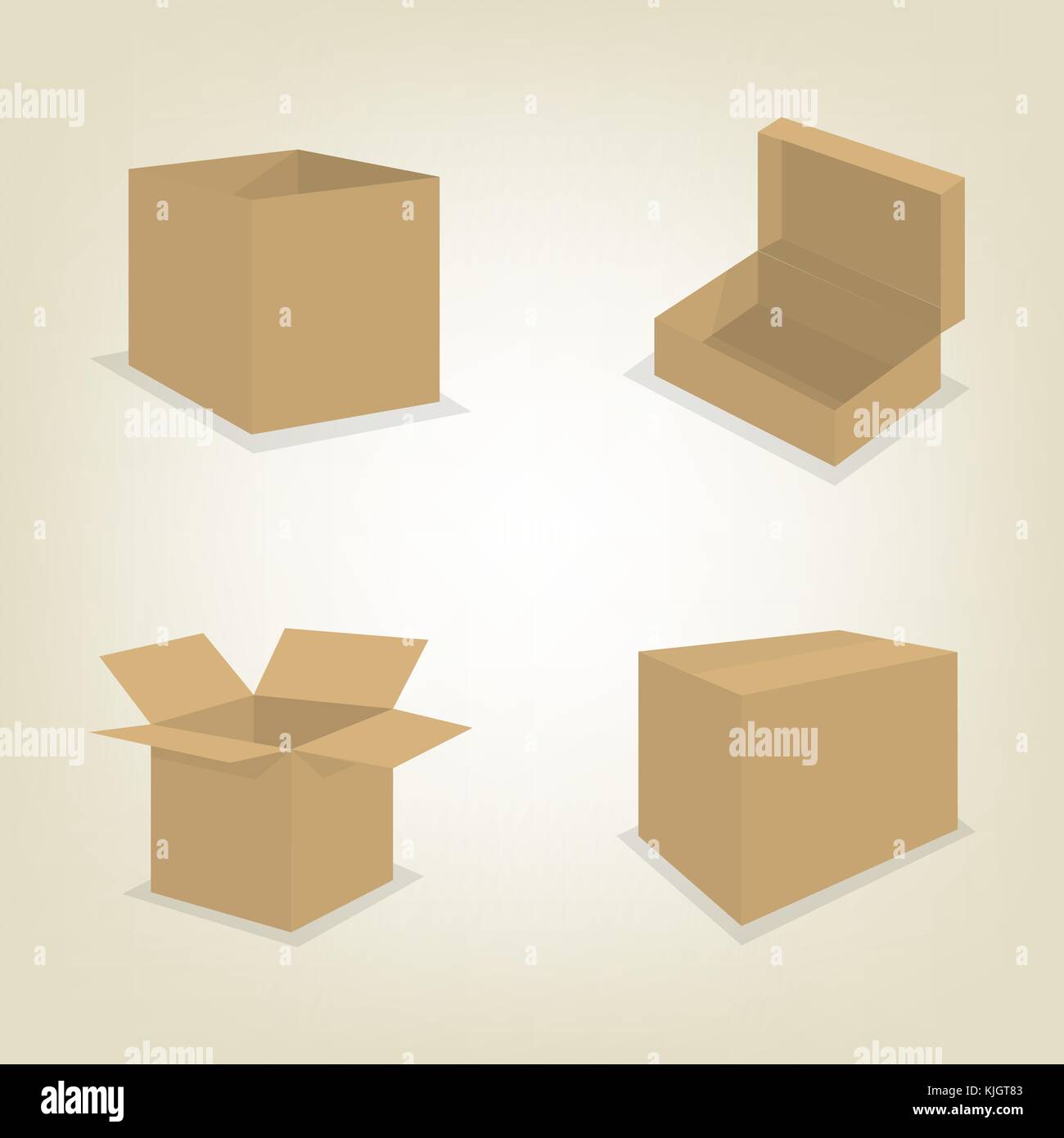Set of cardboard box icons isolated on white background. Flat style ...