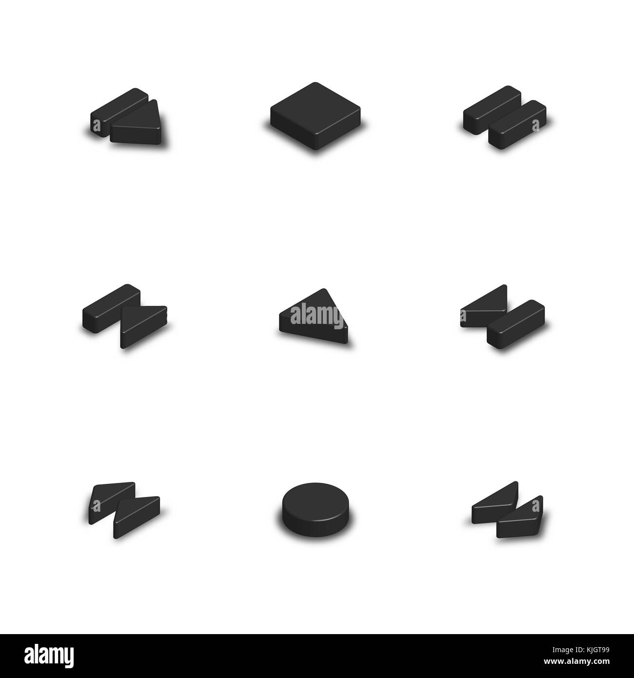 Control buttons player, isolated on white background. 3D isometric ...