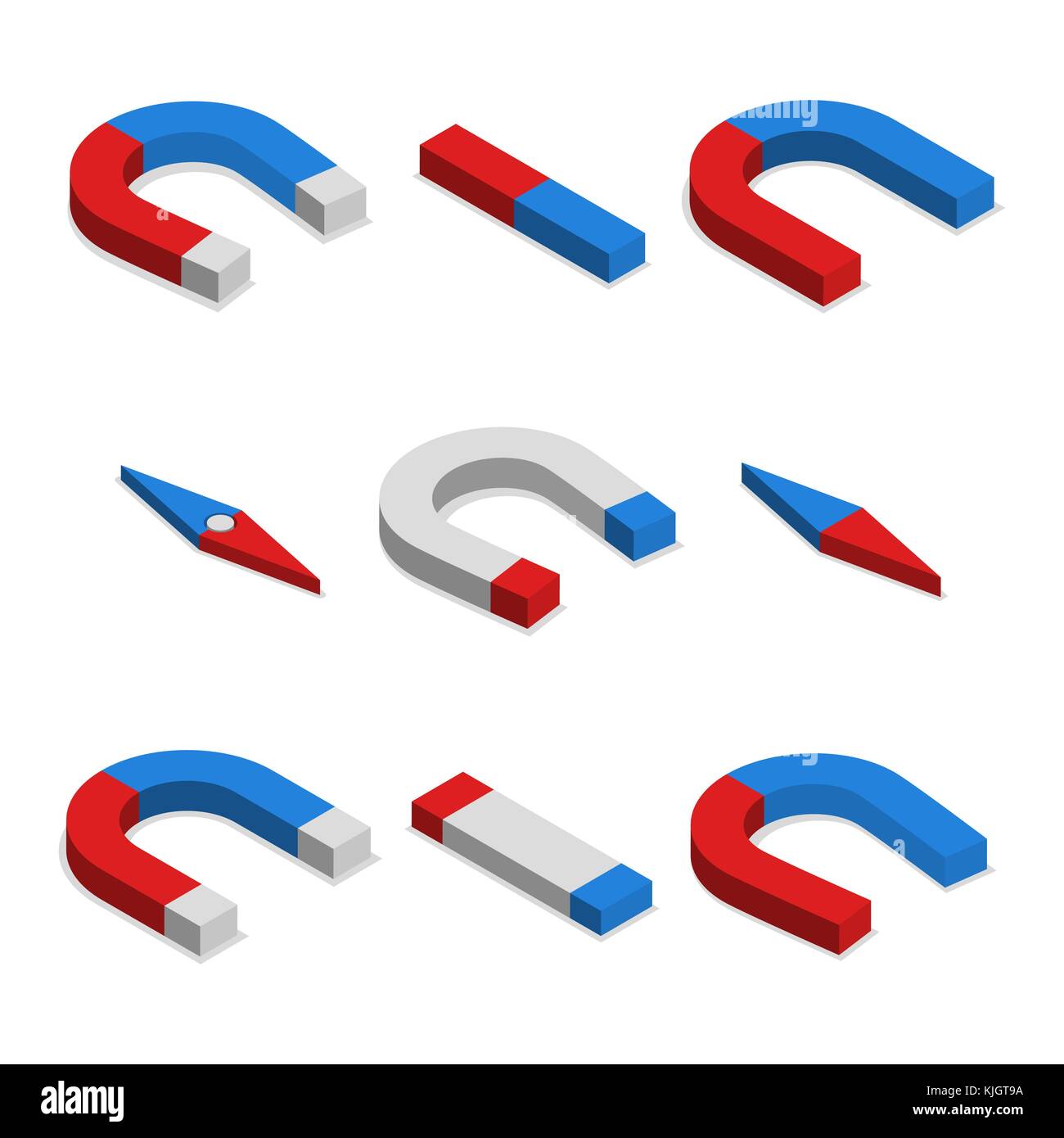 Set of different magnets isolated on white background. Flat 3d ...