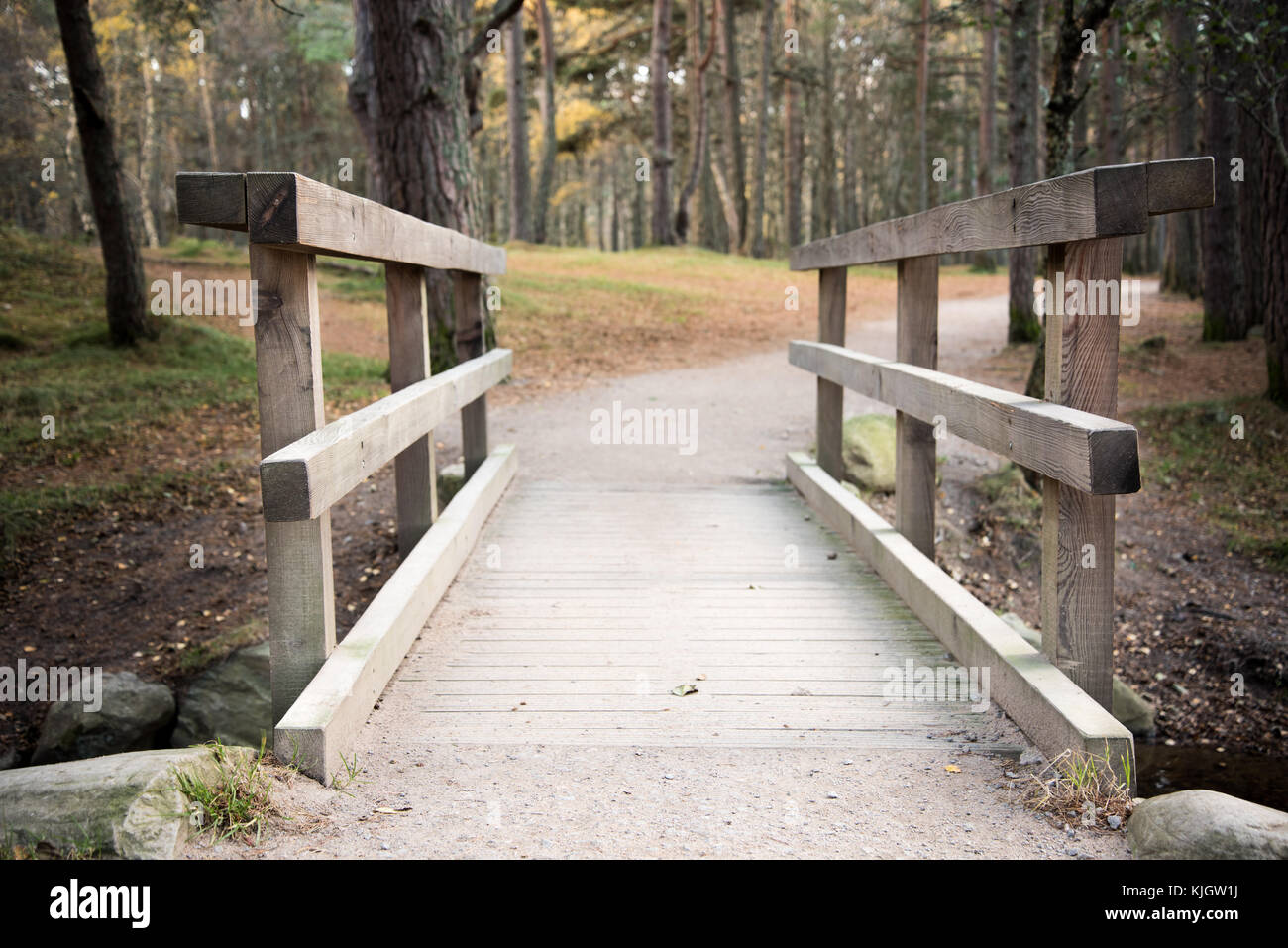Wooden bridge in a park Stock Photo - Alamy