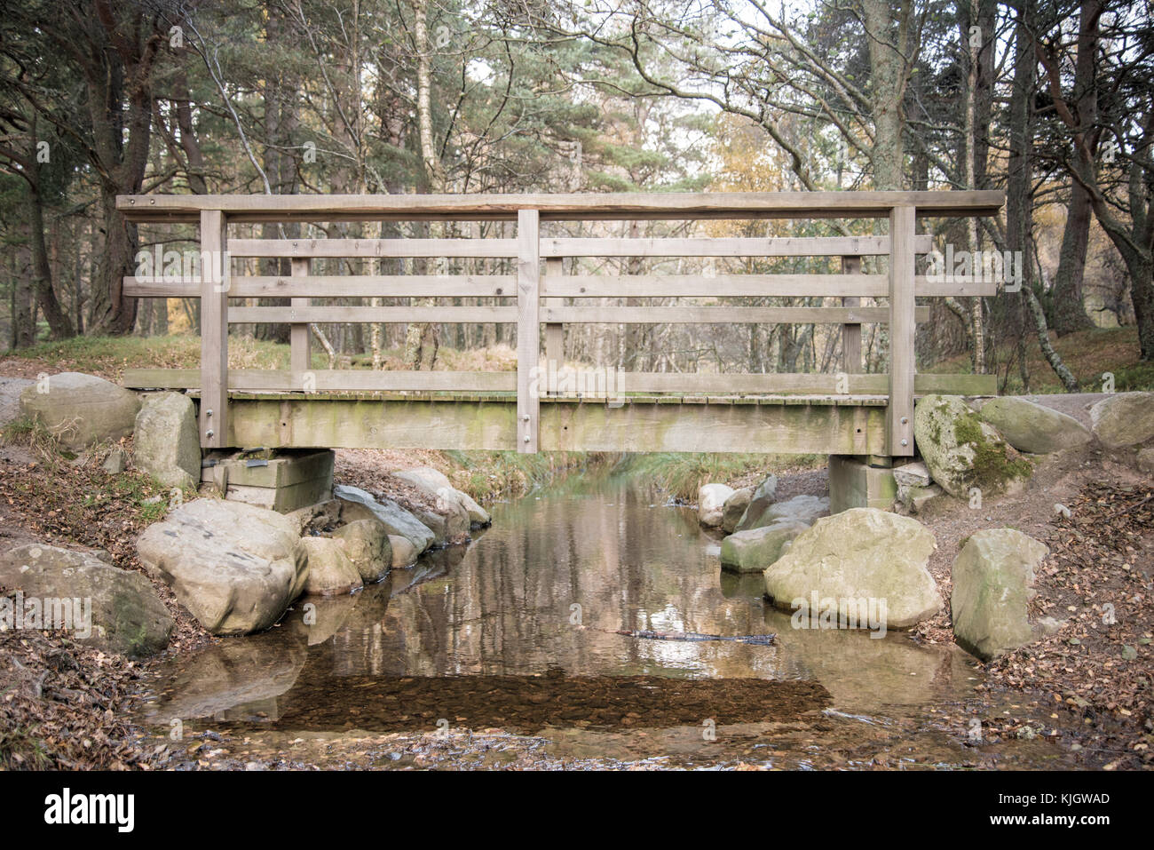 Wooden bridge in a park Stock Photo - Alamy