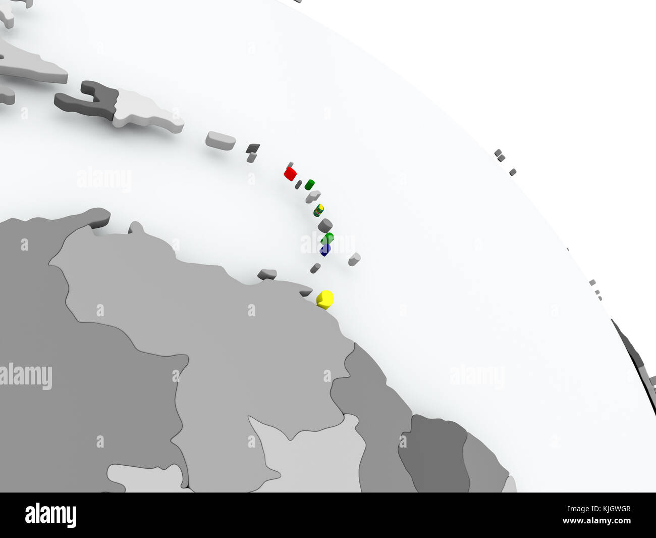 Barbados flag globe map hi-res stock photography and images - Alamy
