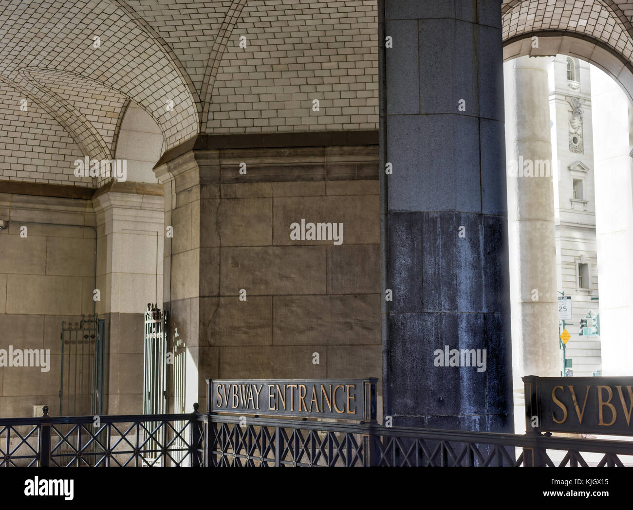 Guastavino tile ceiling by the subway entrance under the Municipal ...