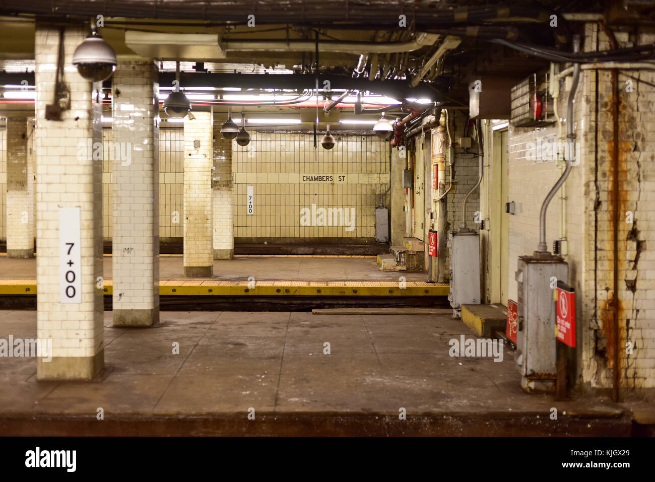 New York, USA - May 30, 2015: Chambers Street Subway Station in ...