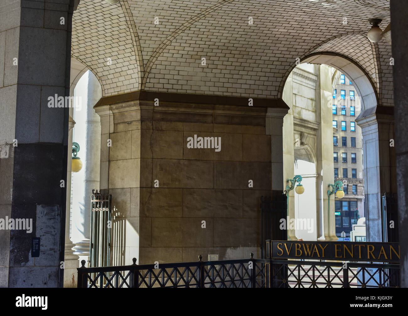 Guastavino tile ceiling by the subway entrance under the Municipal ...