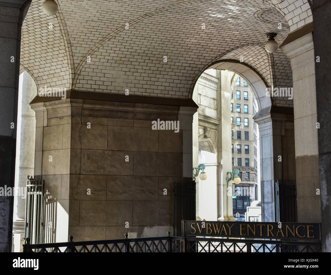 Guastavino tile ceiling by the subway entrance under the Municipal ...
