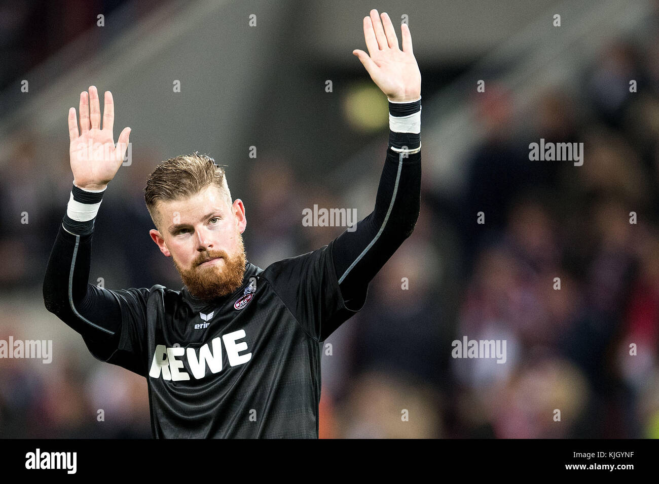 Cologne, Germany. 23rd Nov, 2017. Cologne's goalkeeper Timo Horn cheers ...