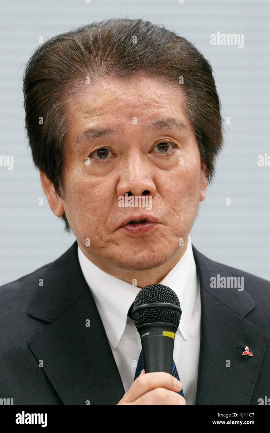 Tokyo, Japan. 24th Nov, 2017. Akira Takeuchi, president of Mitsubishi ...