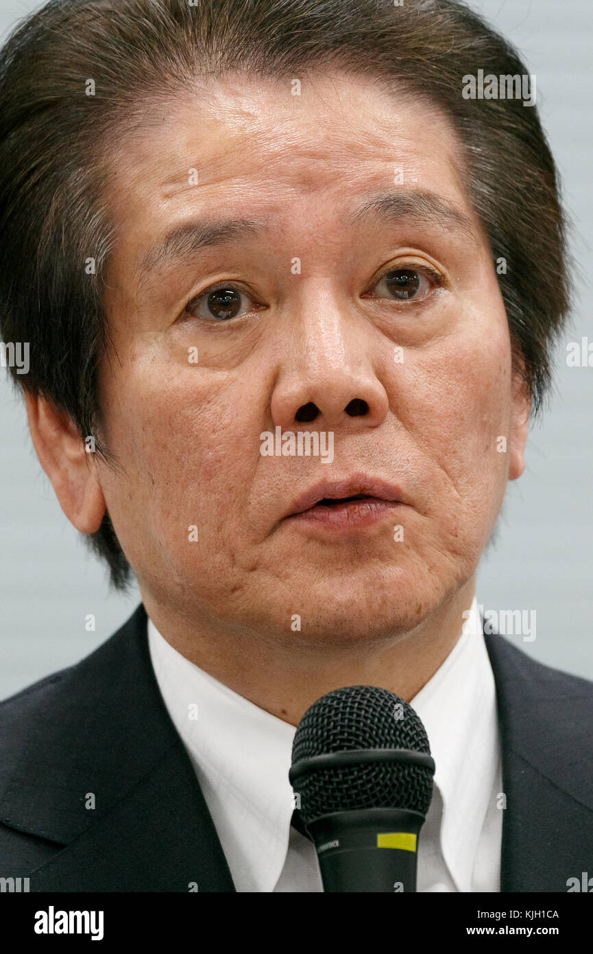 Tokyo, Japan. 24th Nov, 2017. Akira Takeuchi, president of Mitsubishi ...