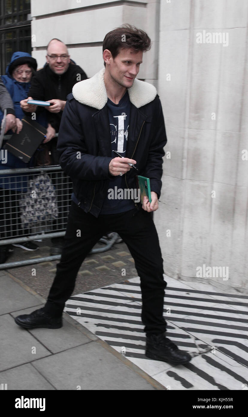 London, UK. 24th Nov, 2017. Matt Smith Actor seen at the BBC studios in ...
