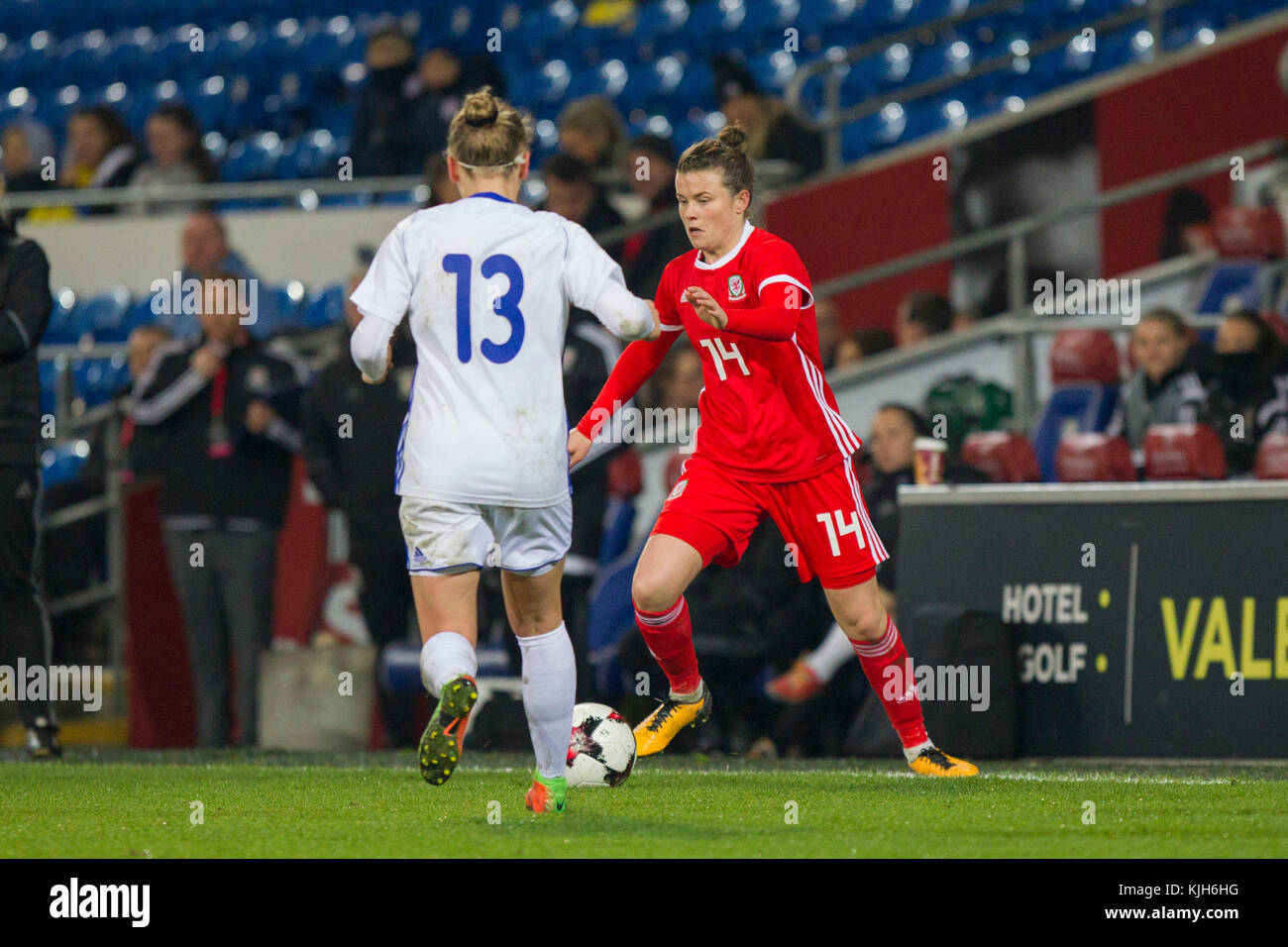 Cardiff, Wales, UK, November 24th 2017. Match winner Hayley Ladd of ...