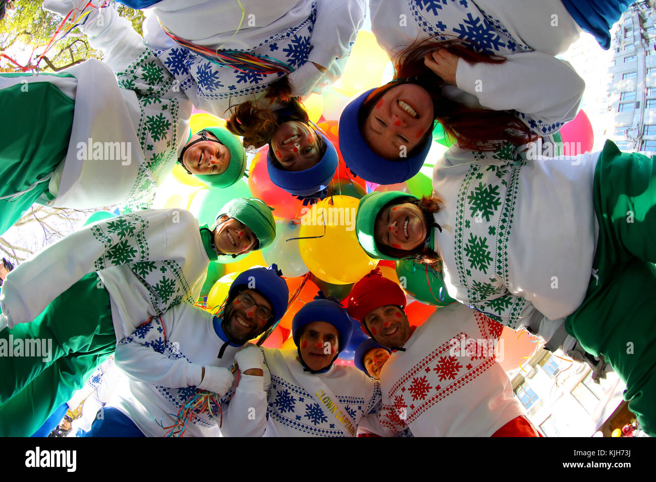 New York, USA. 23rd Nov, 2017. The Hi-Roller Skating Clowns pose for a ...