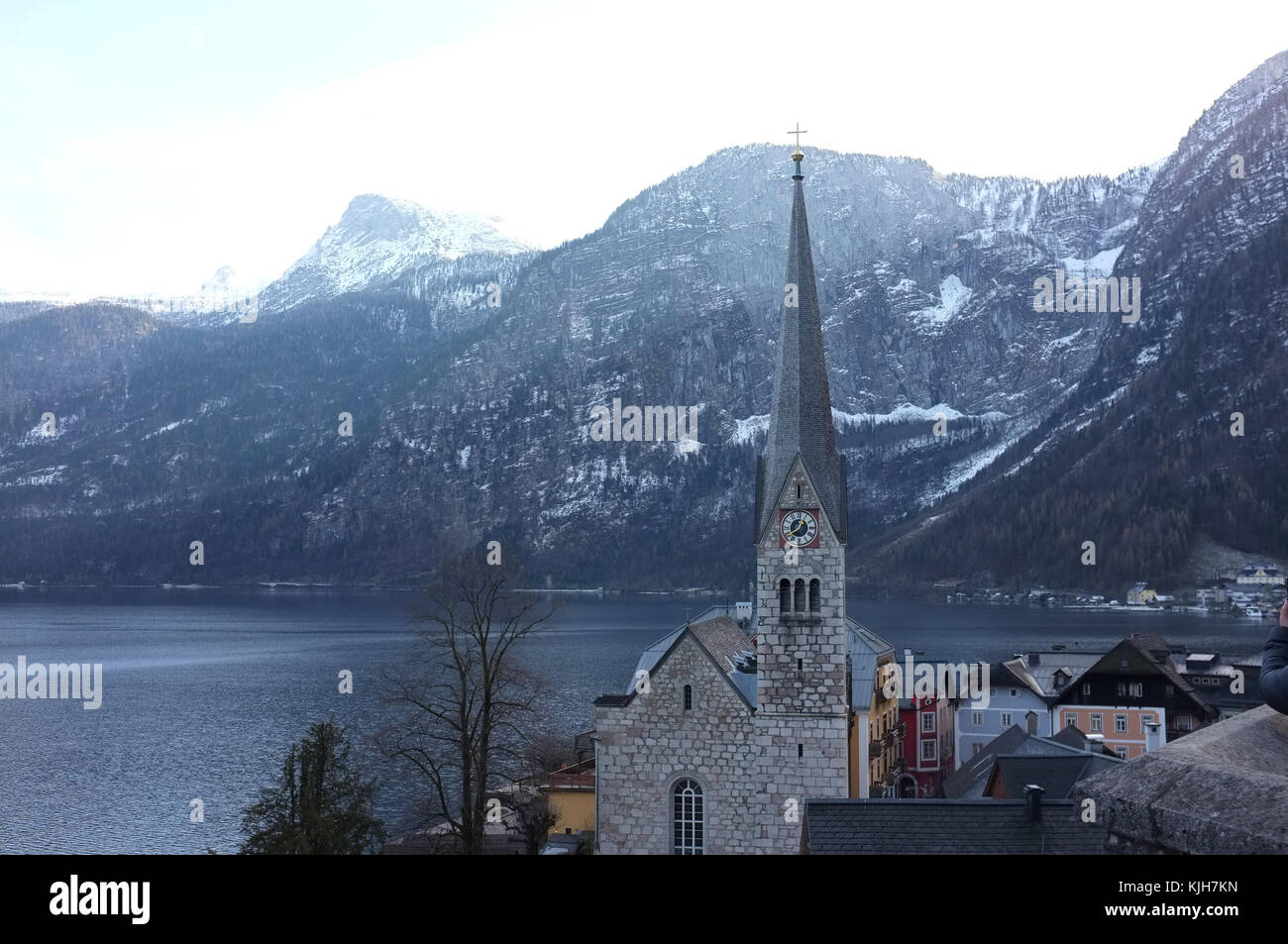 HALLSTATT, NOV. 24: 16th-century Alpine houses at the shore of ...