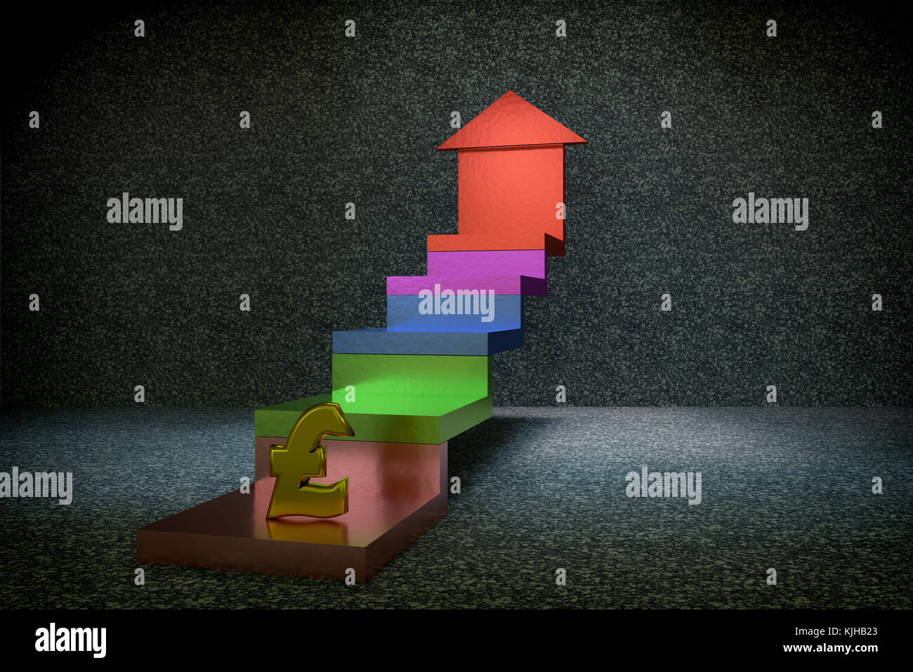 3d rendering of abstract Pound sign with step up arrow Stock Photo - Alamy
