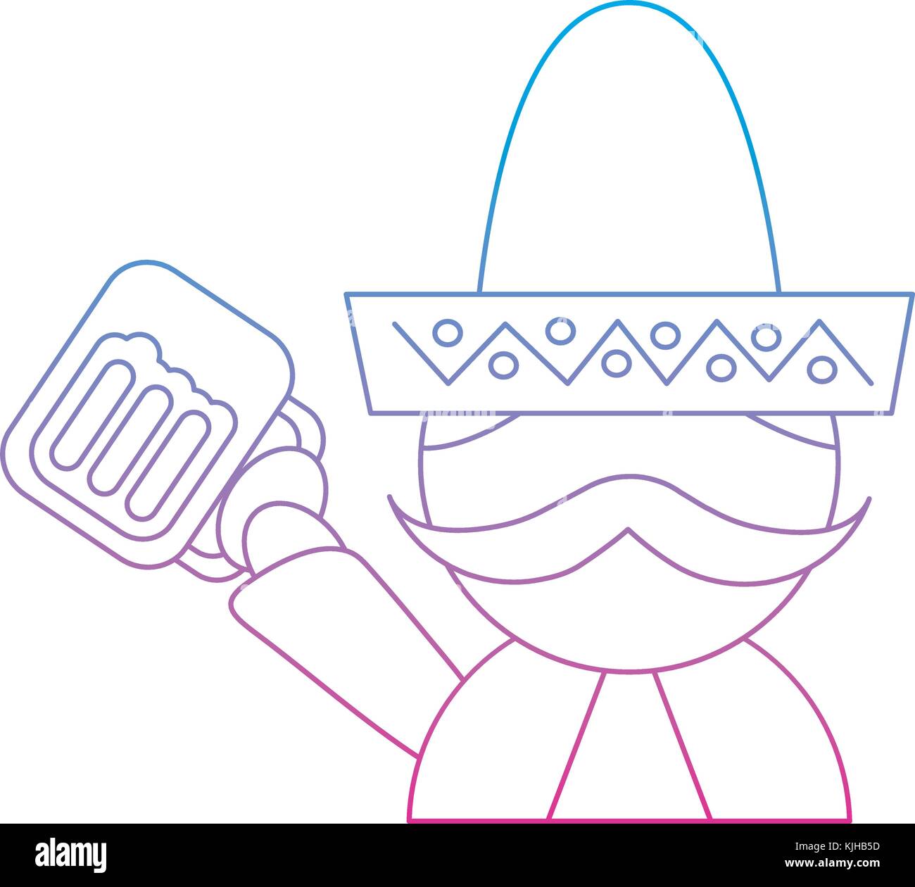 man with sombrero holding beer mexico culture icon image Stock Vector ...