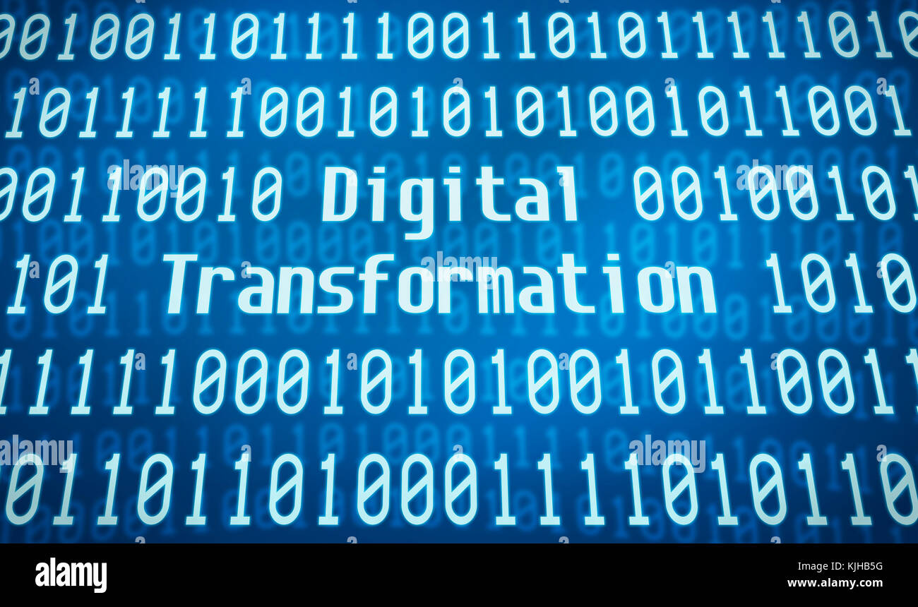 Binary code with the word Digital Transformation in the center Stock ...