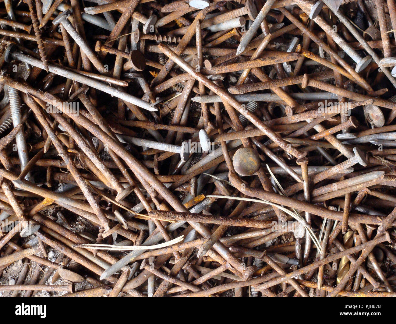 Lot of old rusty nails and screws for background close up Stock Photo ...