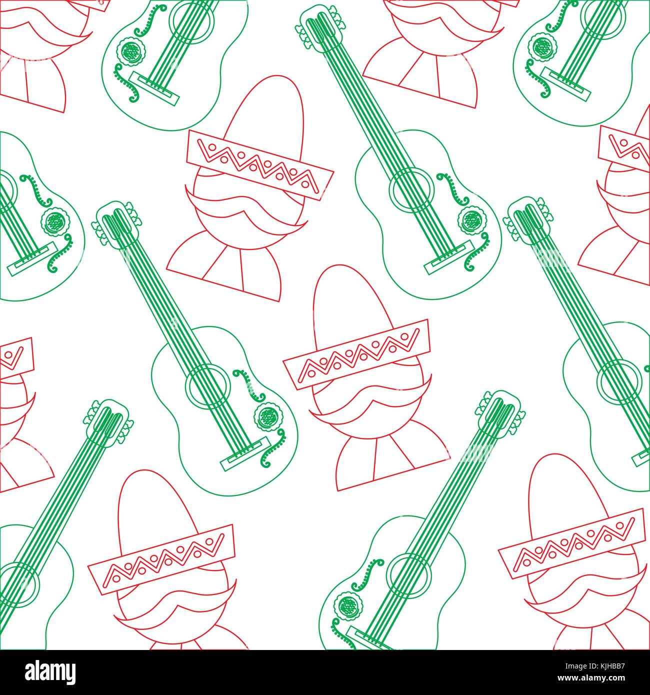 mexican man and guitar tradition seamless pattern image Stock Vector ...