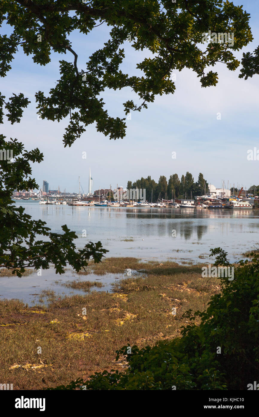 The upper reaches of Portsmouth Harbour on the Gosport side at Elson ...