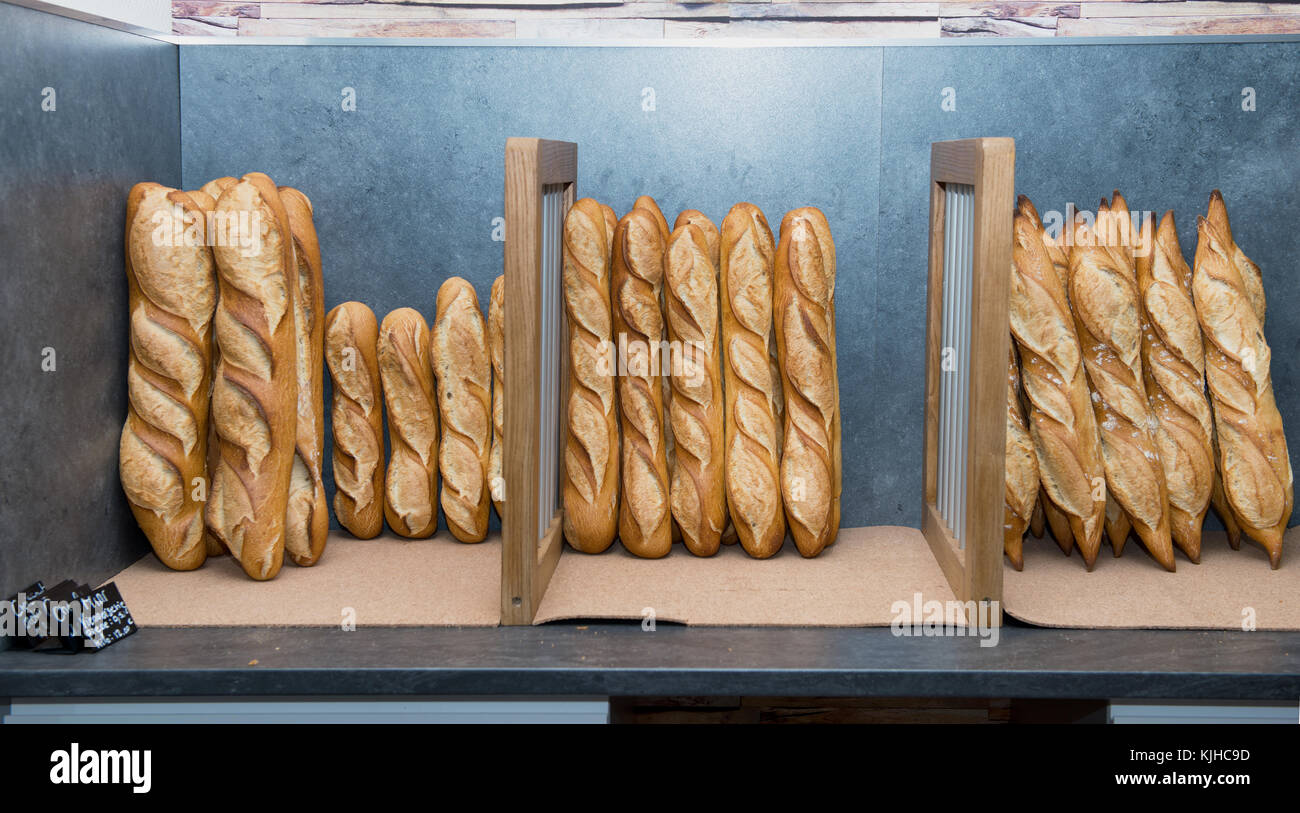 the french breads in a bakery market Stock Photo - Alamy