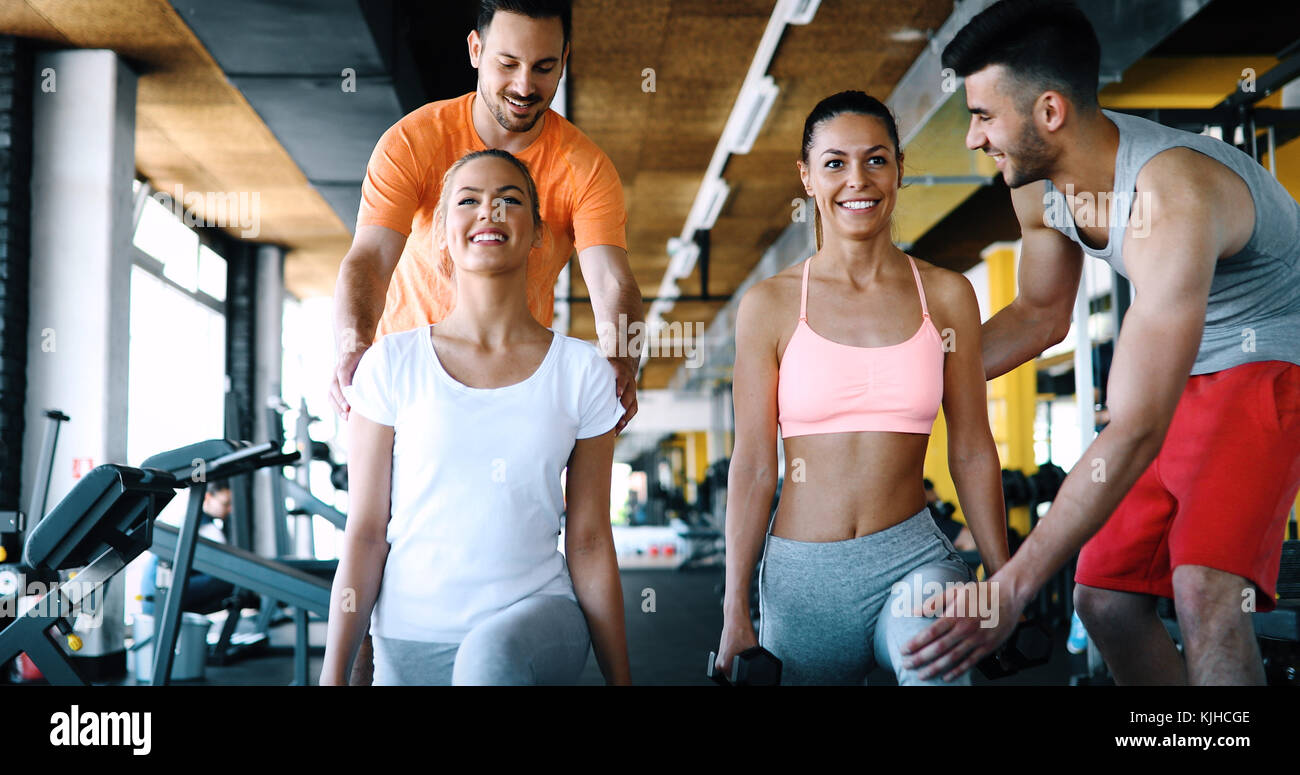 Group of people training in gym Stock Photo - Alamy