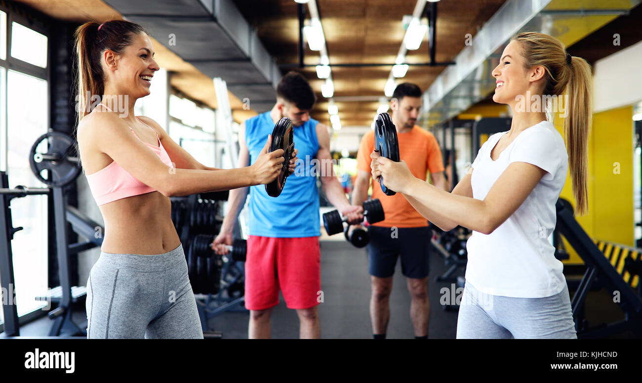 Beautiful women working out in gym Stock Photo - Alamy