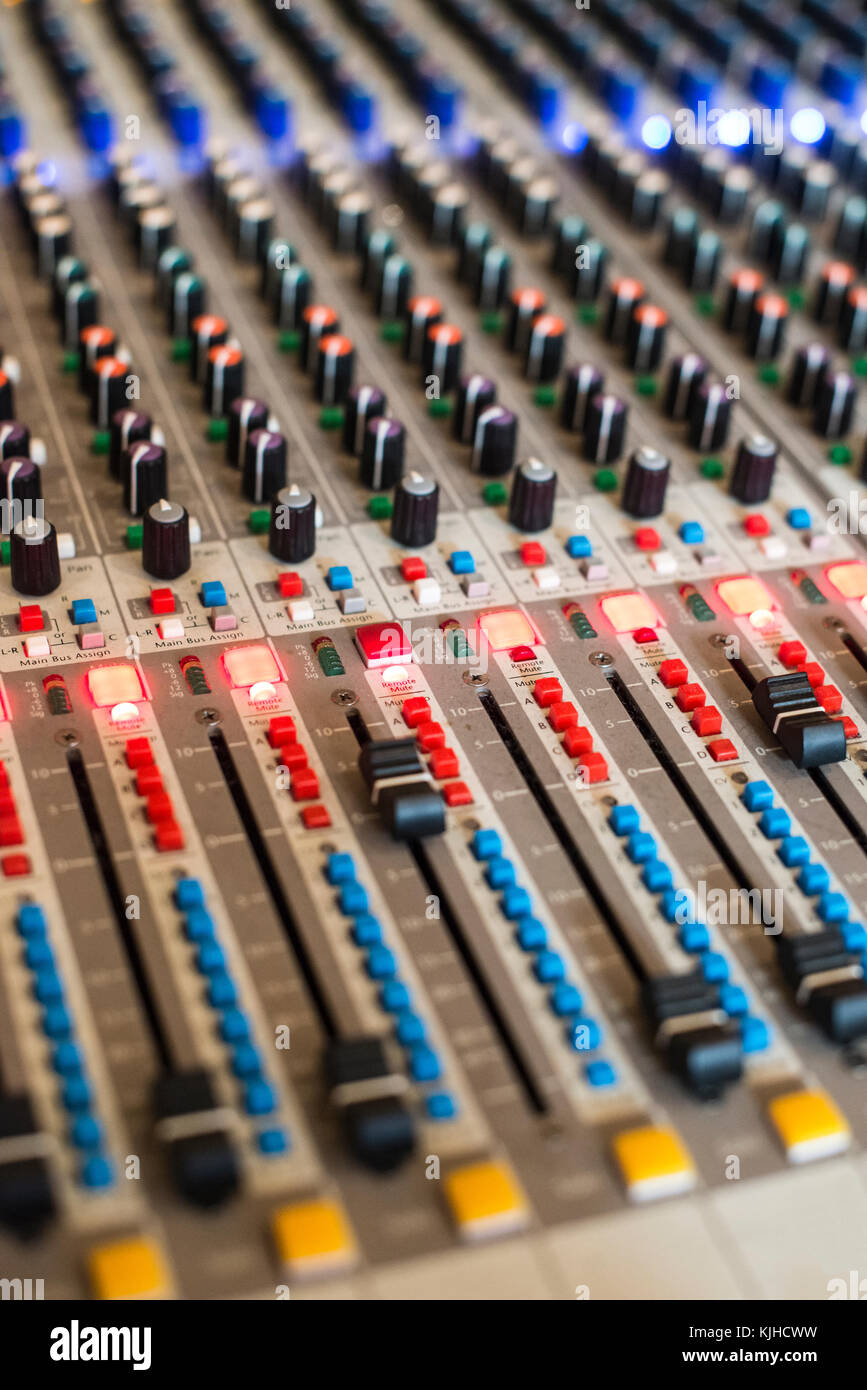 Music console background with buttons Stock Photo - Alamy