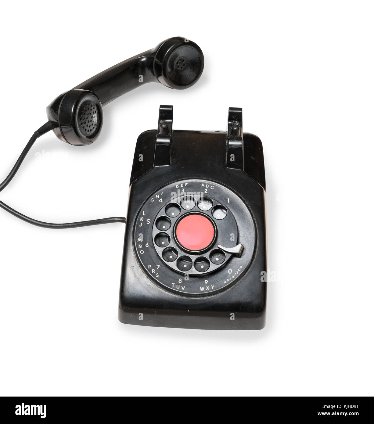 Antique old rotary dial telephone on white background Stock Photo - Alamy