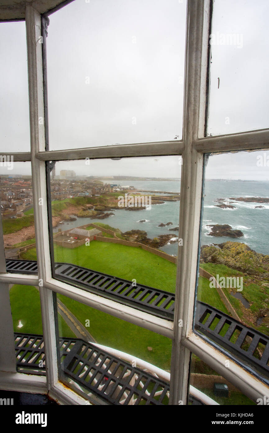 The view from the lantern towards Peterhead at Buchan Ness lighthouse ...