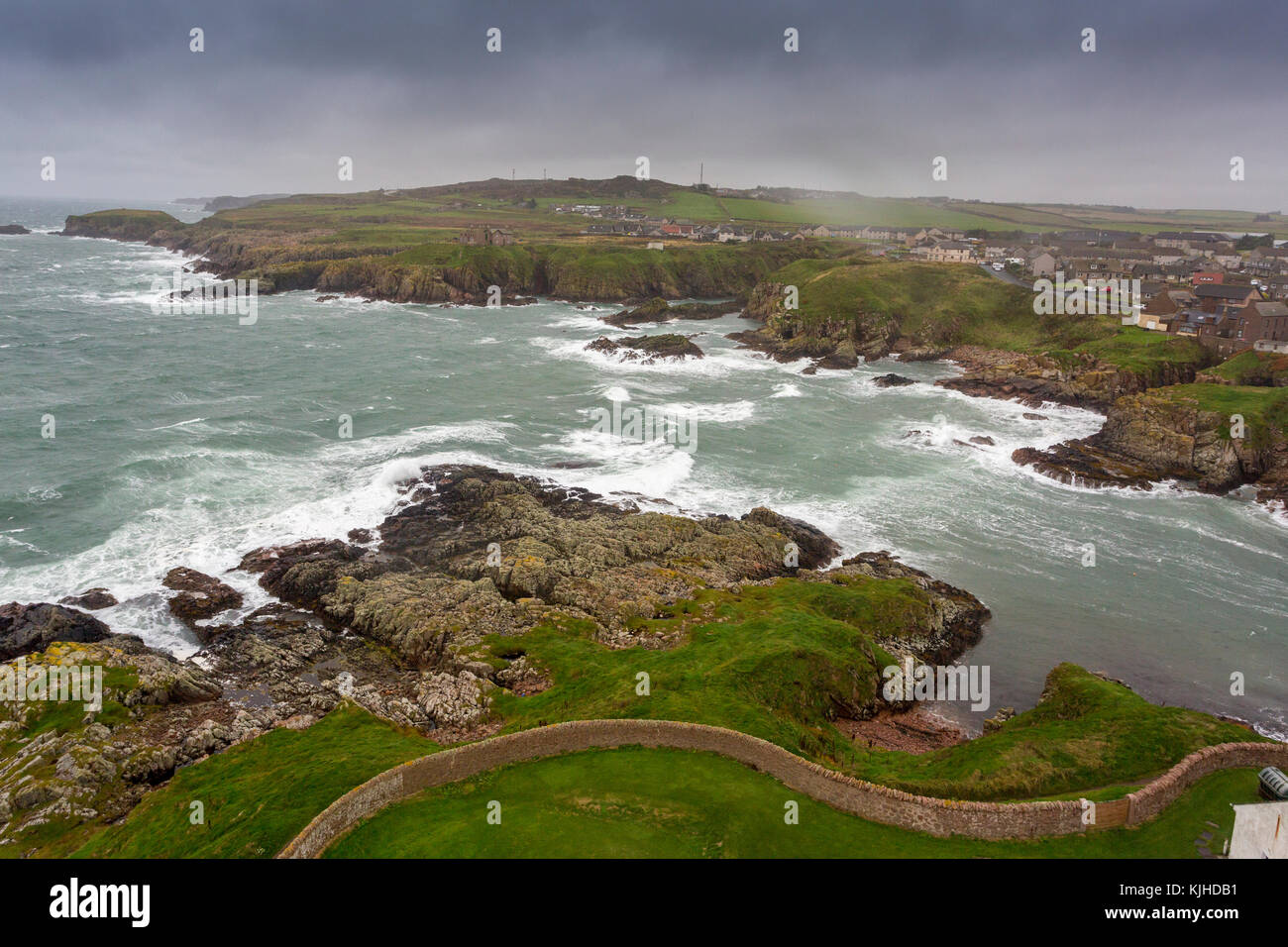 An autumn storm viewed from the lantern of Buchan Ness lighthouse ...