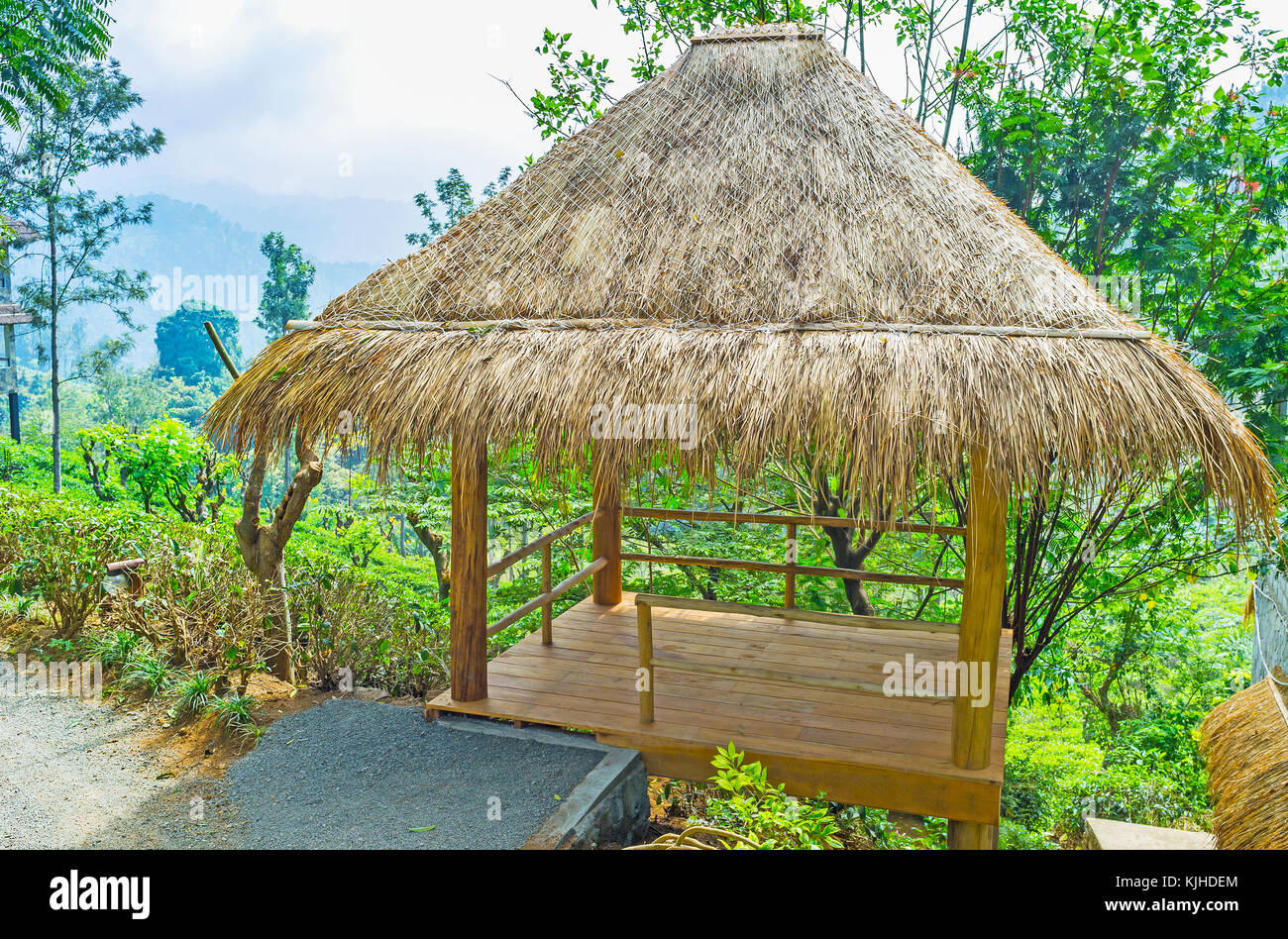 The small straw pavilion in mountains is the perfect place to relax in ...