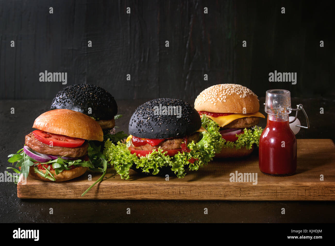 Variety of homemade burgers Stock Photo - Alamy