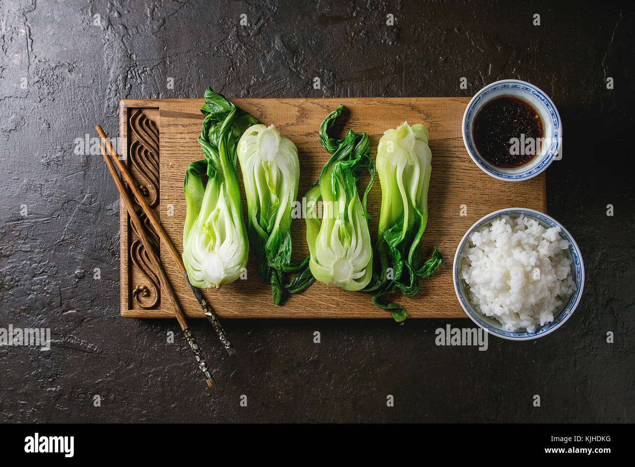 Bok choy with rice Stock Photo - Alamy