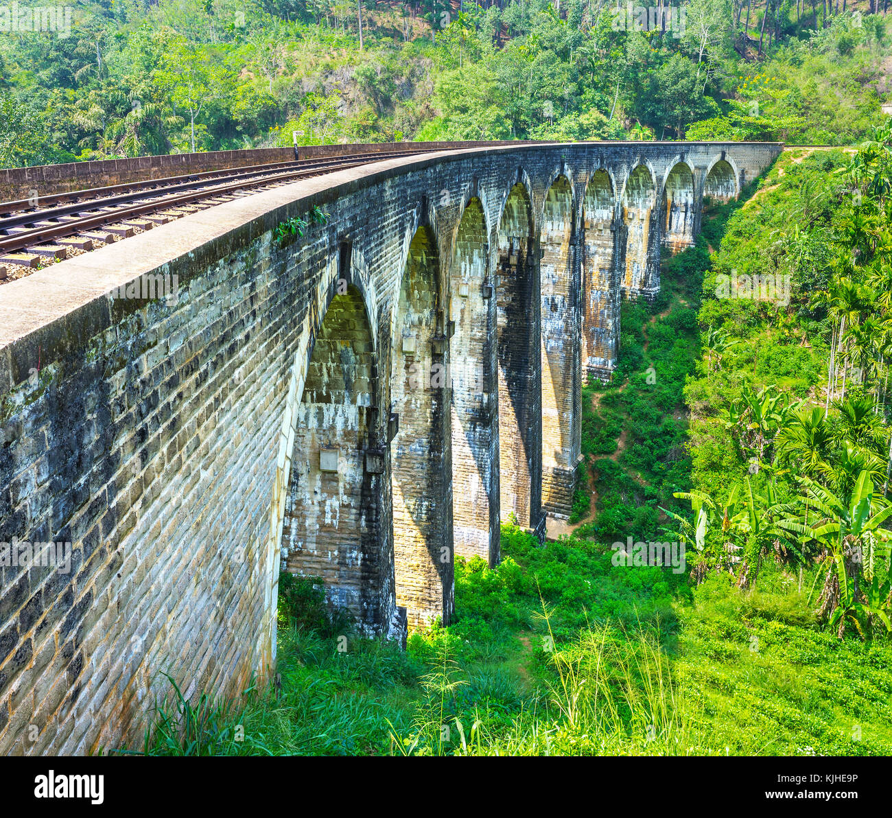 The walk along the Nine Arch Bridge, located between Ella and Demodara ...