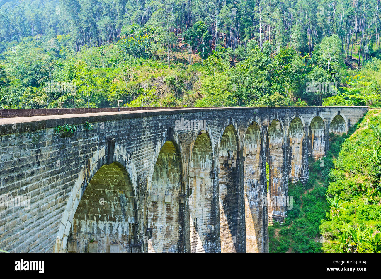 The scenic stone Nine Arch Bridge is hidden in gorge among the forests ...