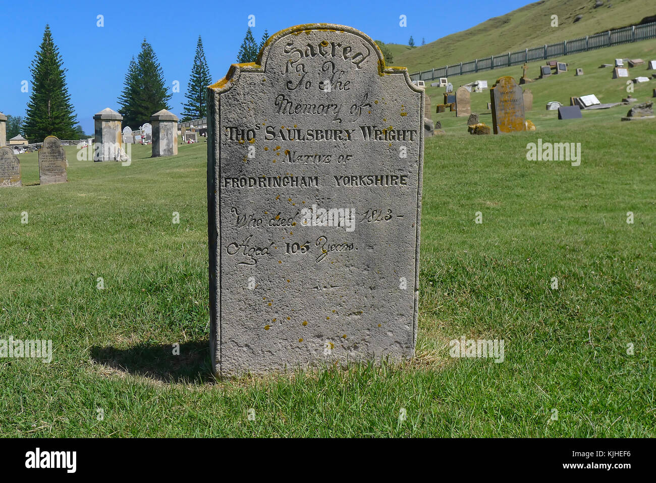 Headstone of Norfolk Island Pioneers Stock Photo - Alamy