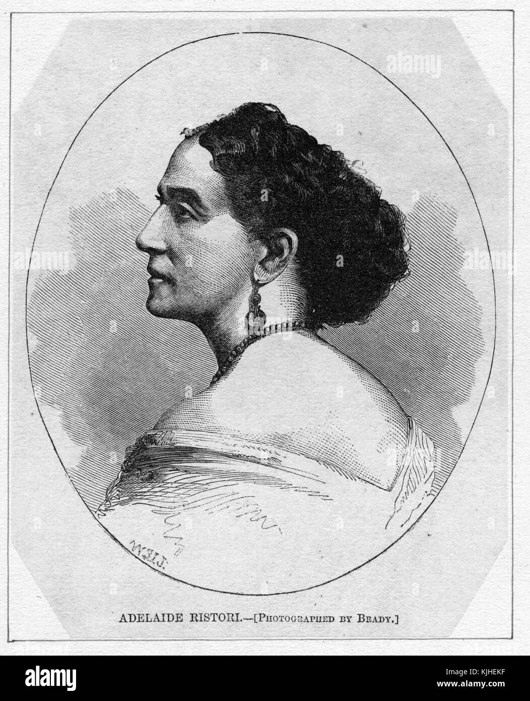 Engraved portrait of Adelaide Ristori, a distinguished Italian stage ...