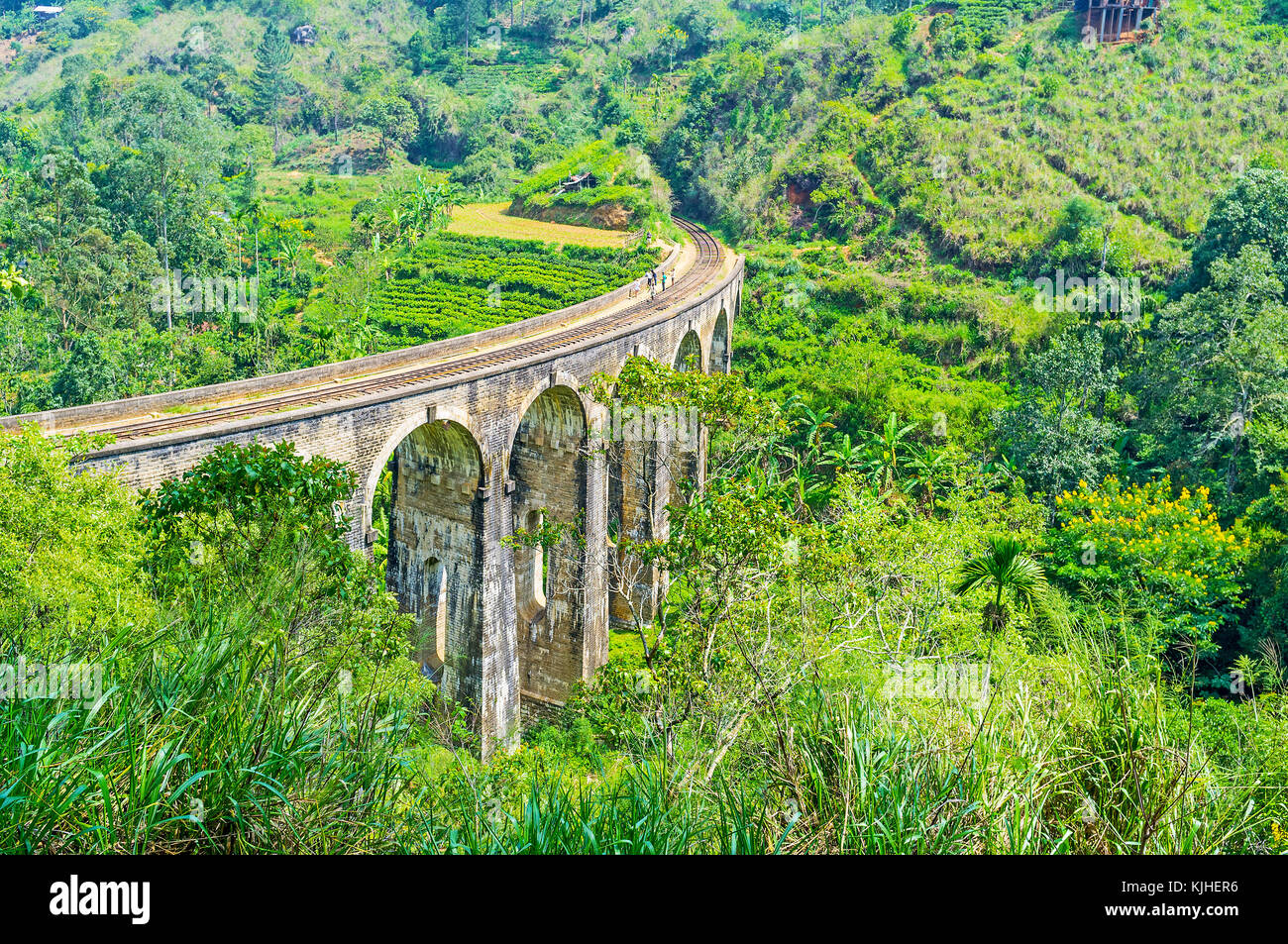 The picturesque view of the Nine Arch Bridge, built across the canyon ...
