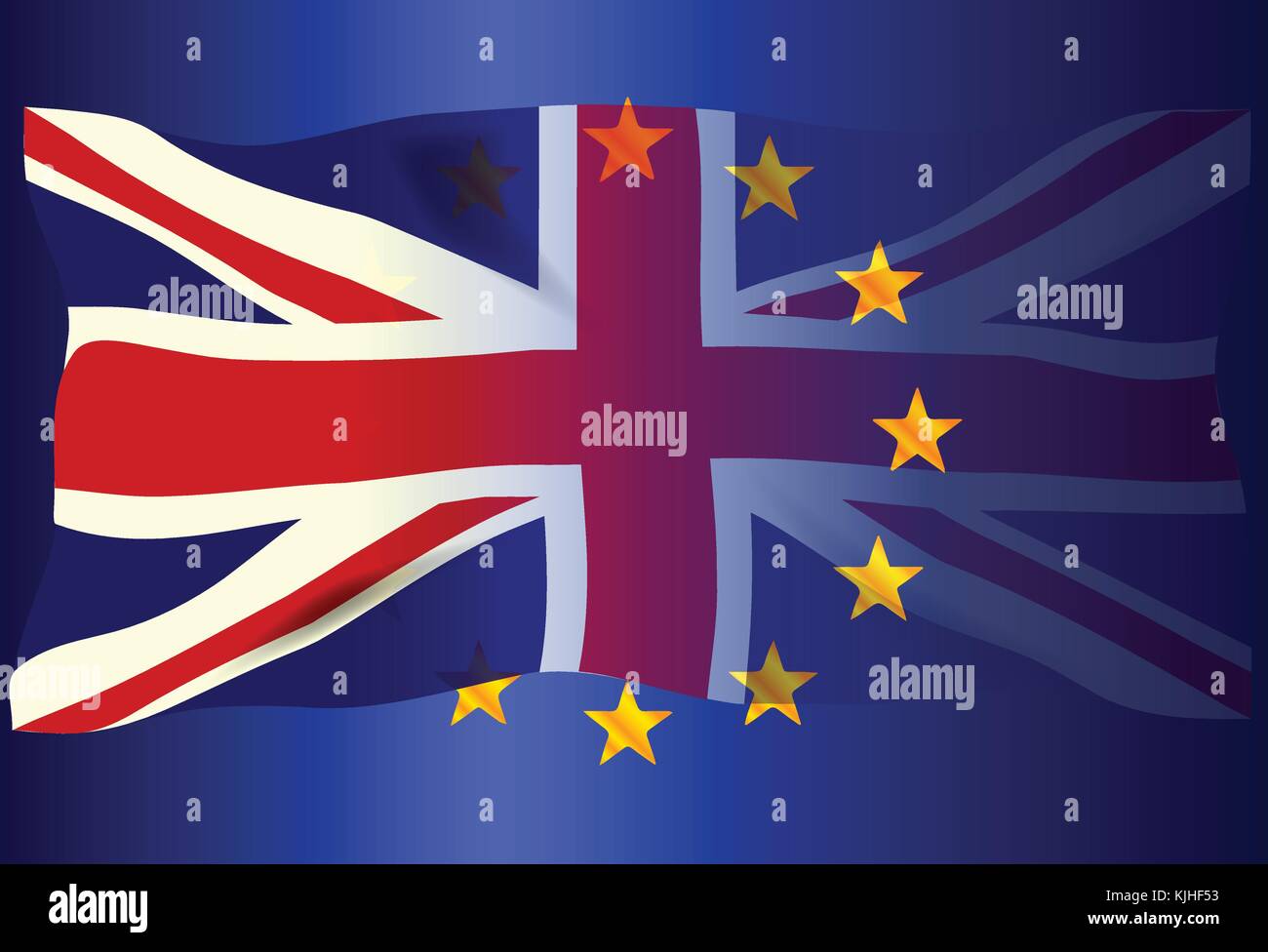 The British Union Flag faded over an EU flag Stock Vector Image & Art ...