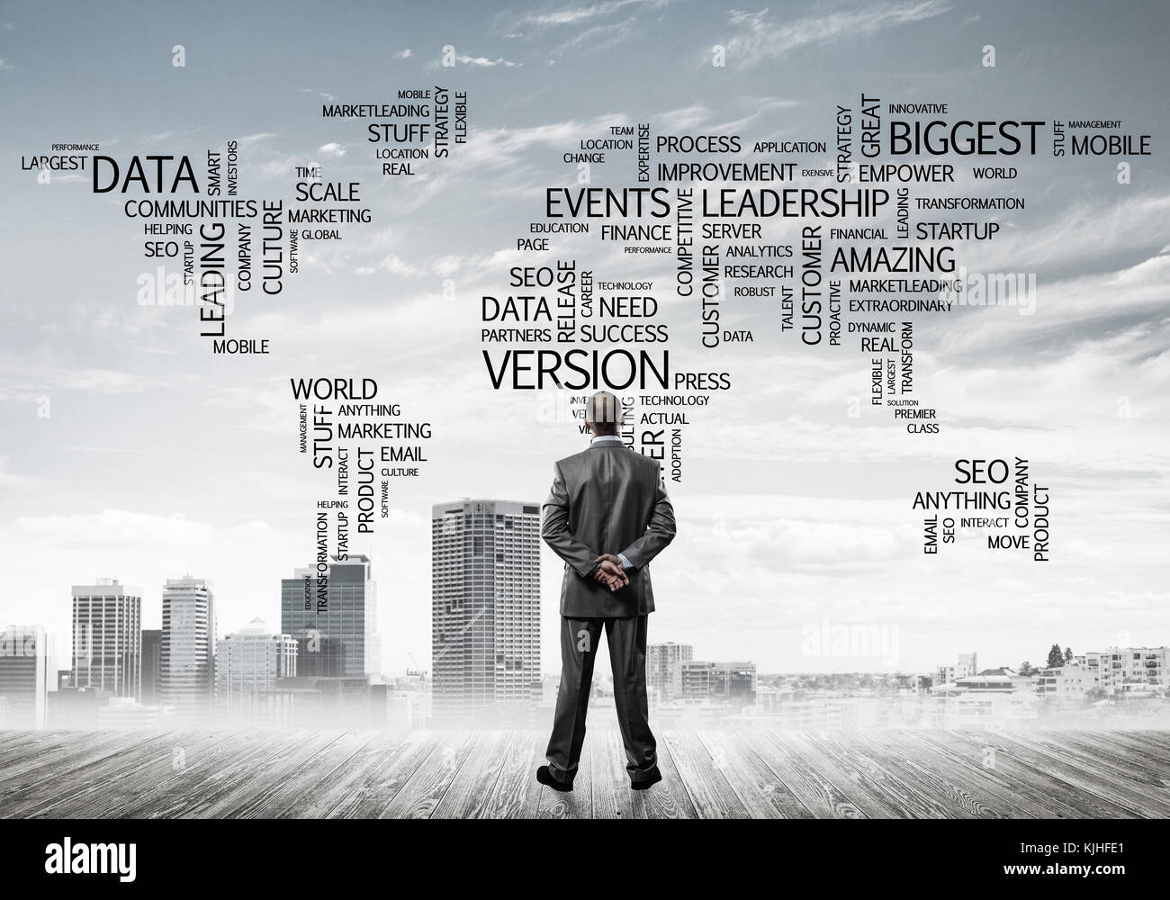 Motivation and inspiration concept with modern cityscape and bus Stock ...