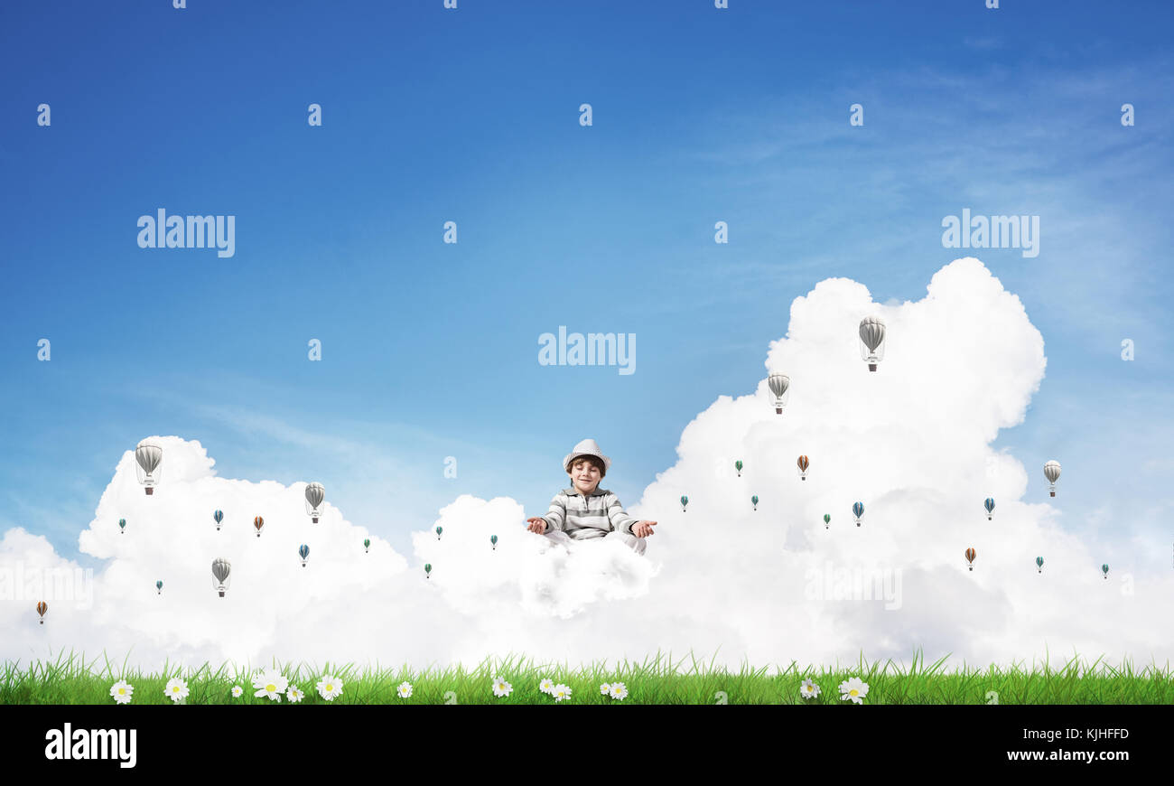 Young boy keeping mind conscious Stock Photo - Alamy