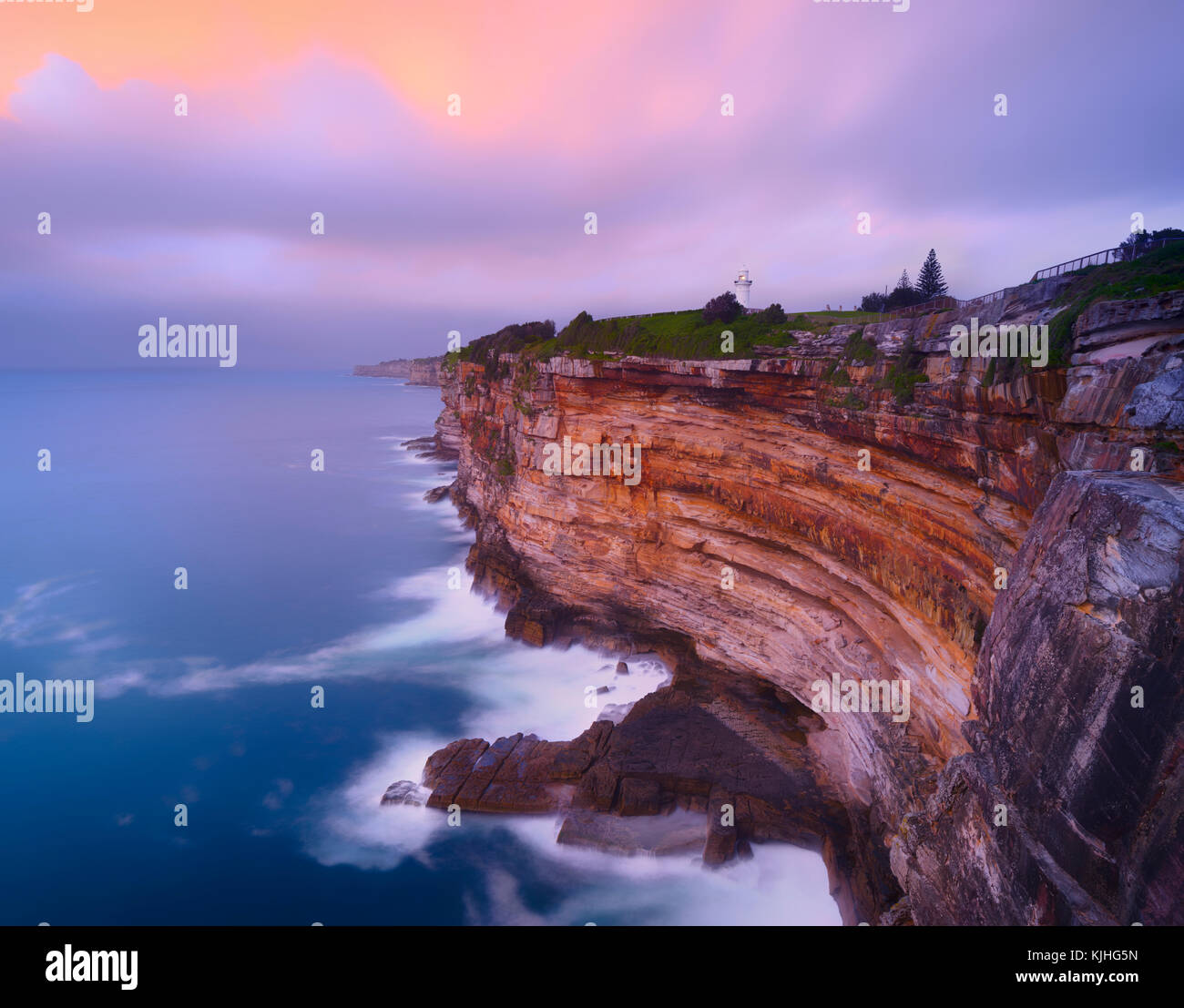 The Macquarie Lighthouse stands on a spectacular ocean cliff at Watsons ...